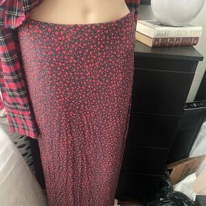 Zara | Skirts | Zara Red And Blue Pencil Maxi Skirt With Ruched Detail ...